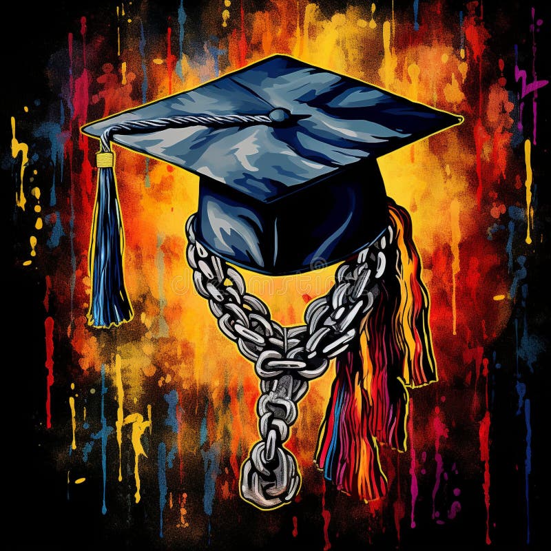 Graduation Cap Breaking through Chains, Symbolizing the Release of ...