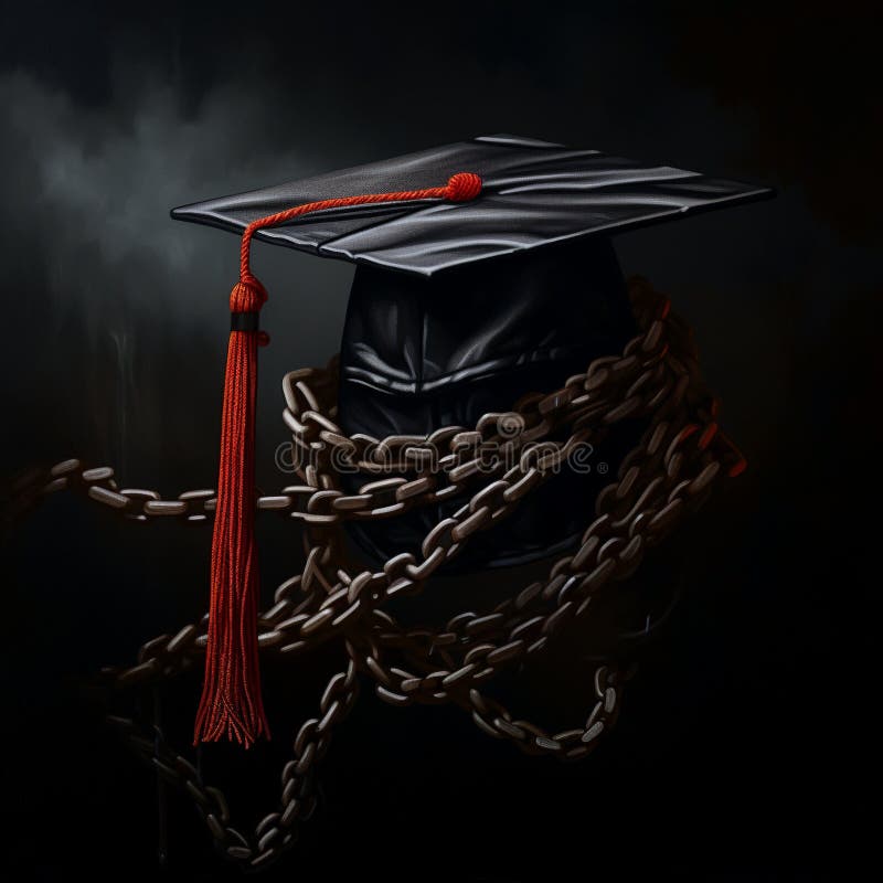 Graduation Cap Breaking through Chains, Symbolizing the Release of ...