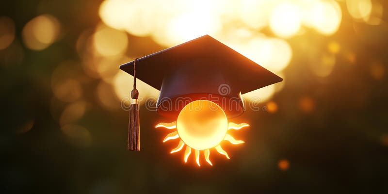 Graduation Cap Bright Future Inspiring Image Background Wallpaper Stock ...