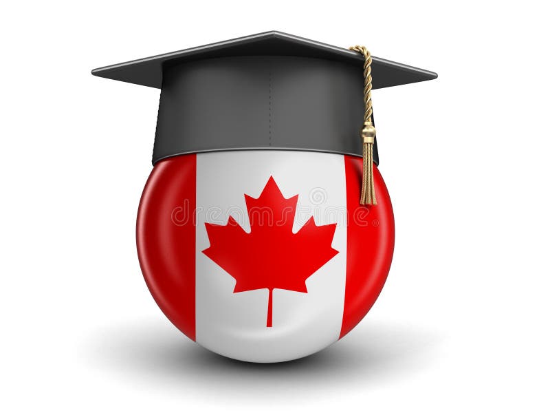 Graduation Cap and Canadian Flag Stock Illustration - Illustration of ...