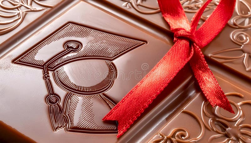 Graduation Cap Carved into Chocolate Bar Stock Illustration ...
