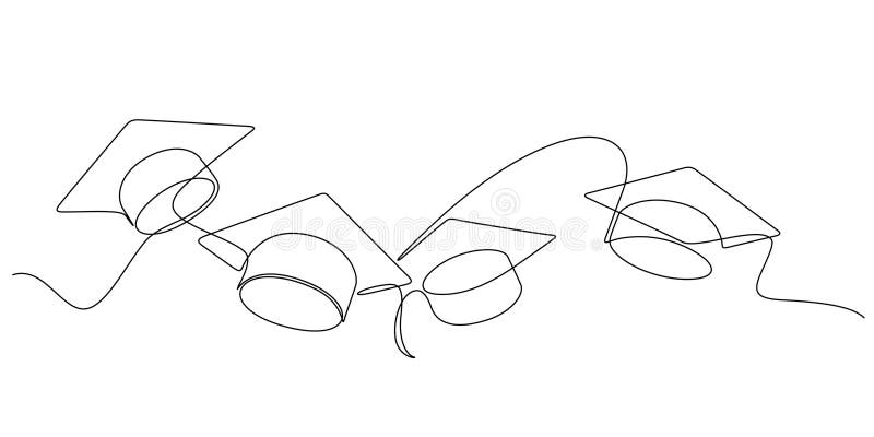 Graduation Cap Celebrating Throw Continuous One Line Stock Vector ...