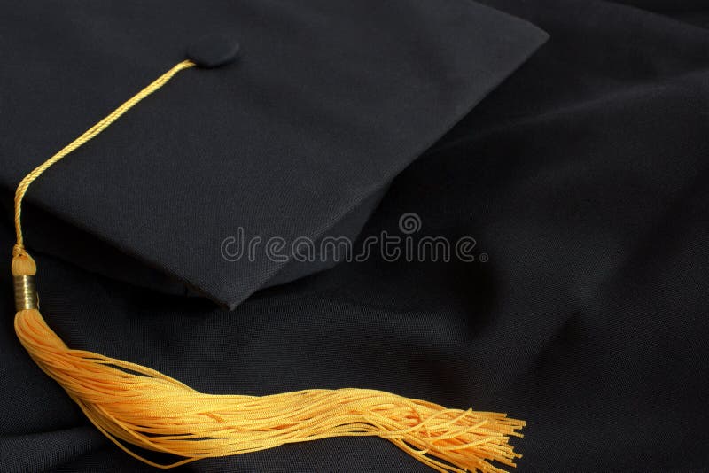 Graduation Cap Close Up on Black Stock Image - Image of celebration ...