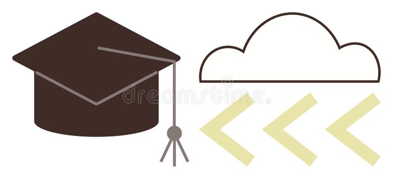 Graduation Cap with Cloud and Arrows Representing Learning Progress ...