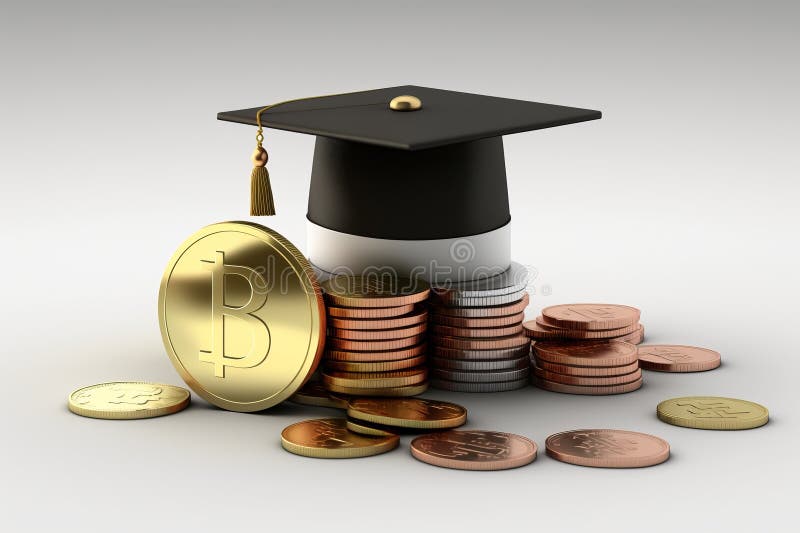 Graduation cap & coins stock illustration. Illustration of learning ...