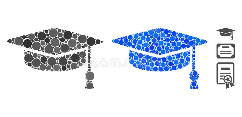Graduation Cap Composition Icon of Circle Dots Stock Vector ...