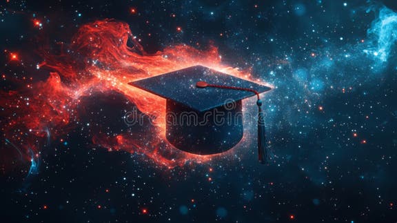 Graduation Cap within a Cosmic Nebula Stock Illustration - Illustration ...
