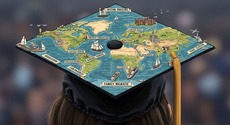 A Graduation Cap is Creatively Designed As a World Map Featuring ...