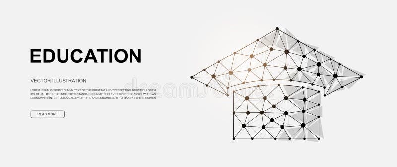 Graduation Cap 3d Low Poly Symbol for Landing Page. Online Learning Design Illustration ...