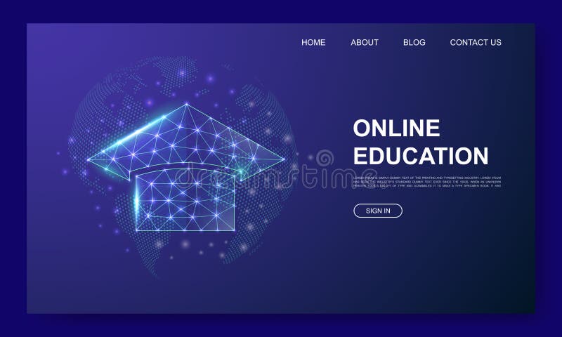 Graduation Cap 3d Polygonal Symbol for UI, UX Design Template. Low Poly E-learning Illustration ...