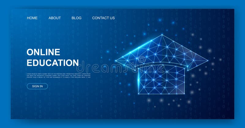 Graduation Cap 3d Polygonal Website Template. E-learning Design ...