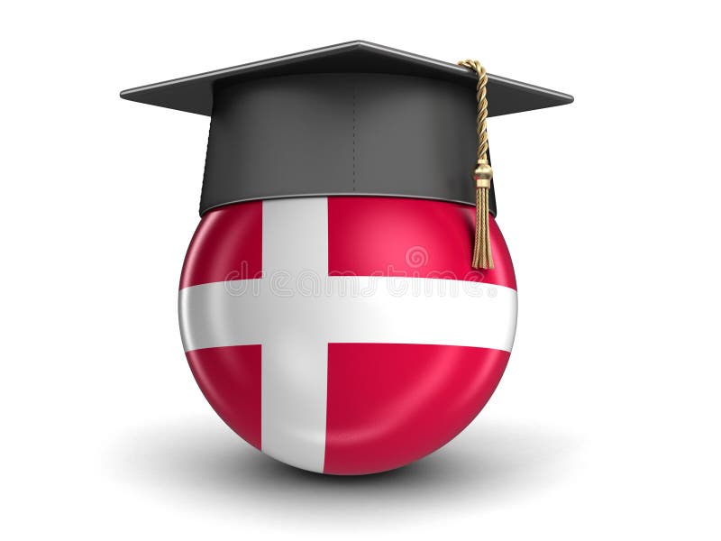 Graduation Cap and Danish Flag Stock Illustration - Illustration of ...