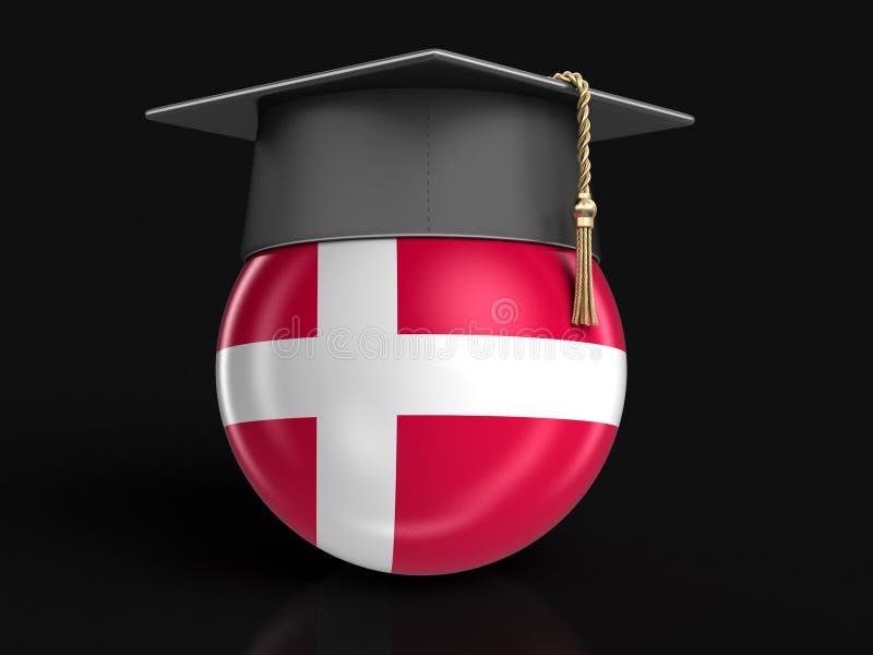 Graduation Cap and Danish Flag Stock Illustration - Illustration of ...