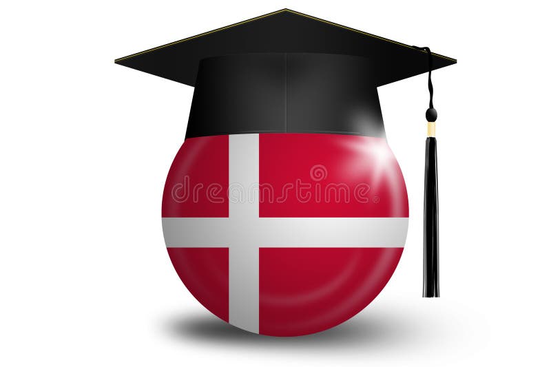 Graduation Cap and Denmark Flag Stock Illustration - Illustration of ...