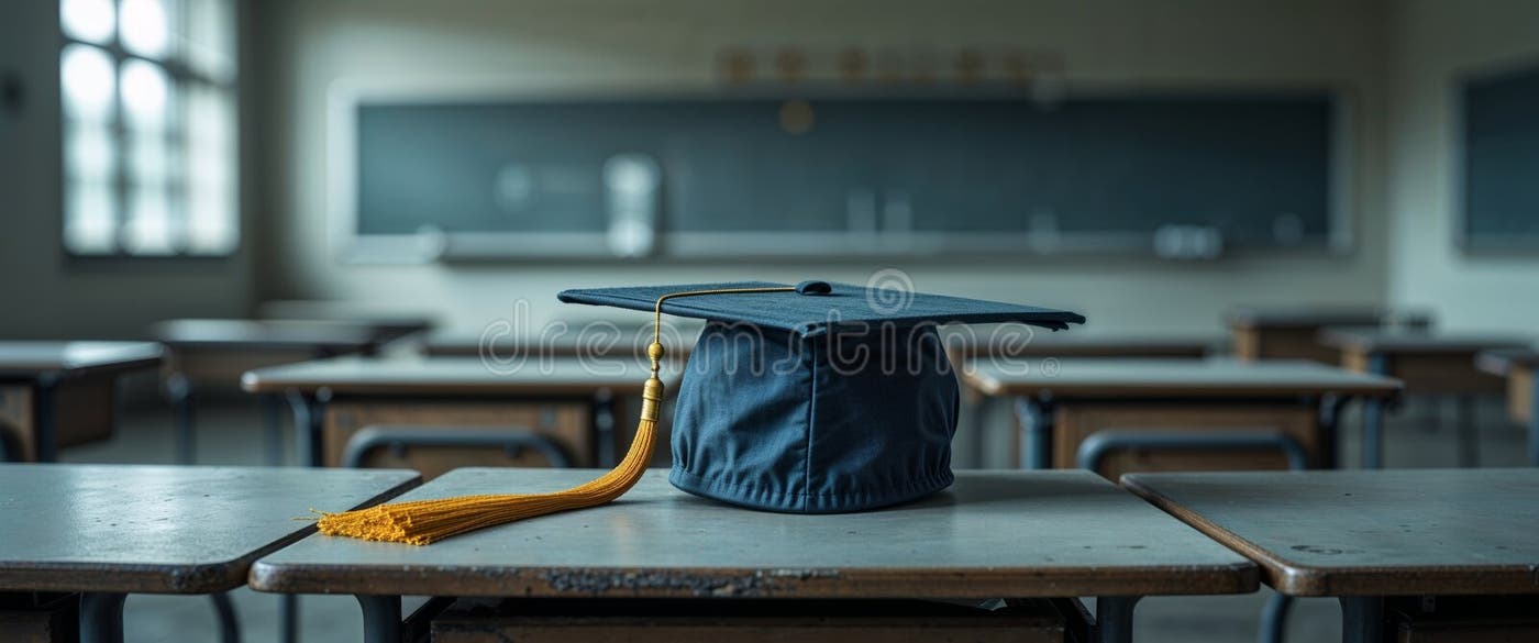 Graduation Cap Desk Empty Classroom Stock Photos - Free & Royalty-Free ...