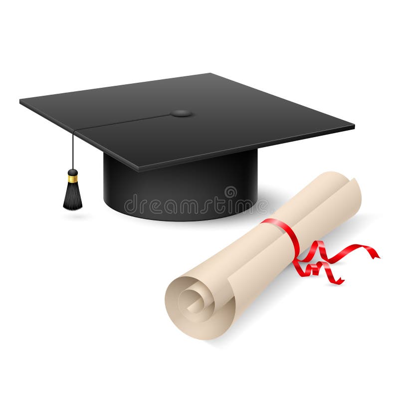 Graduation Cap and Diploma Page Layout Stock Vector - Illustration of ...