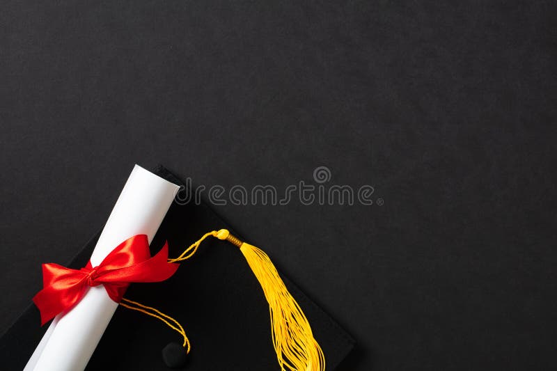 Top View Graduation Cap Dark Background Stock Photos - Free & Royalty ...