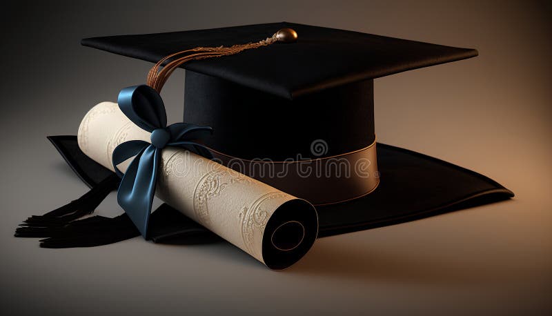 Graduation Cap and Diploma. 3d Render. Education Concept Stock ...