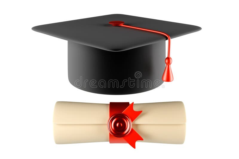 Graduation Cap and Diploma.3d Rendering Stock Illustration ...