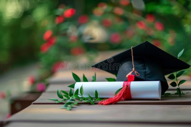 Graduation Cap with Diploma, Design for Graduating Banner. Generated by ...
