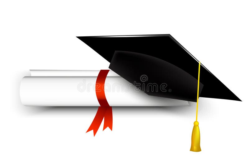 Graduation Cap and Diploma. Education, Degree Ceremony Concept. Vector ...