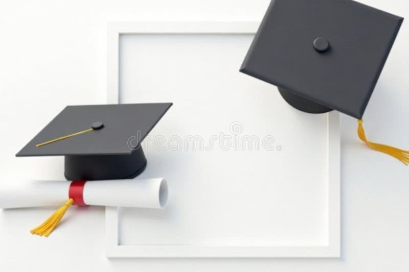 Graduation Cap, Diploma, Empty Frame White Background , Cap ...