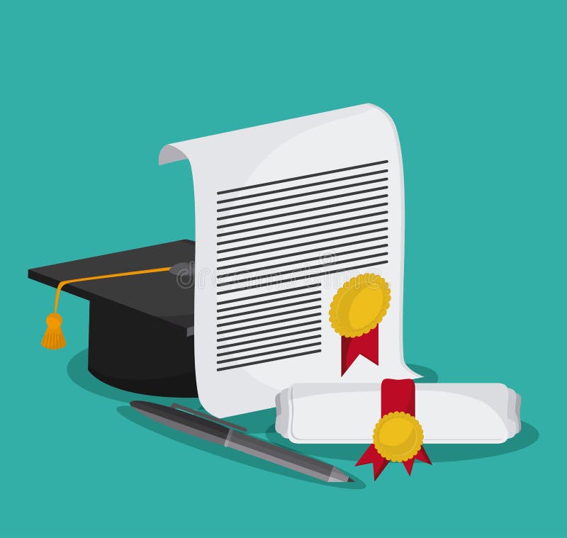Graduation Cap Diploma Graduate Icon Stock Vector - Illustration of ...