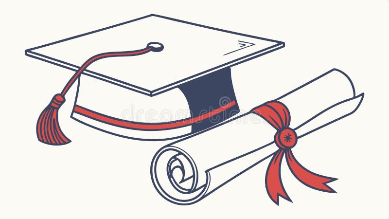 Graduation Cap and Diploma Scroll Academic Achievement Vector Design ...
