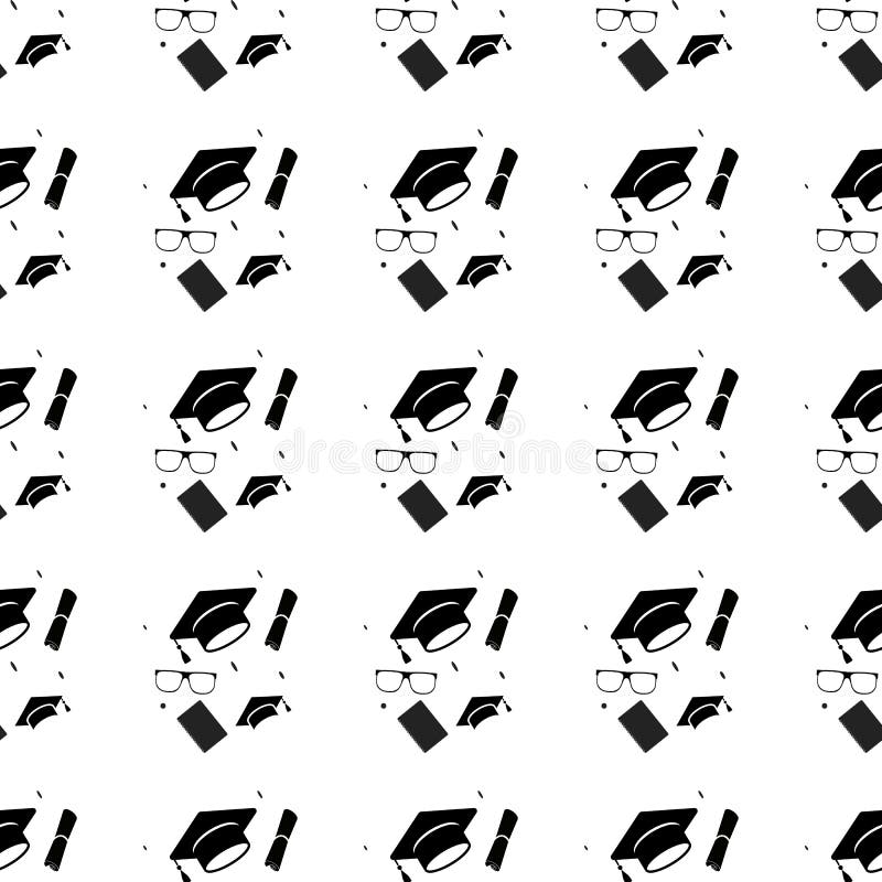 Graduation Cap and Diploma Scroll Seamless Background. Higher Education ...