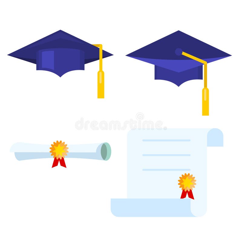 Graduation Cap and Diploma Scroll Vector Icon. Stock Vector ...
