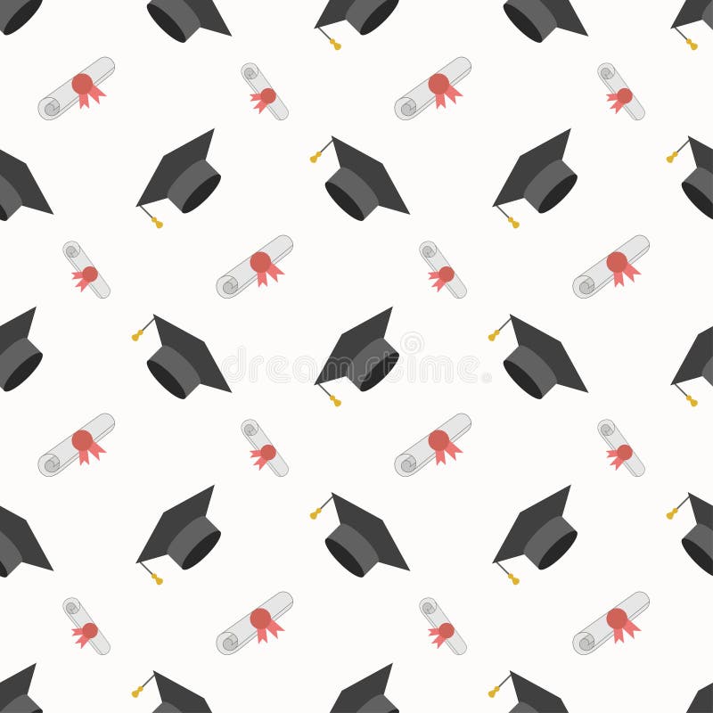 Graduation Cap and Diploma Seamless Pattern Background Stock Vector ...