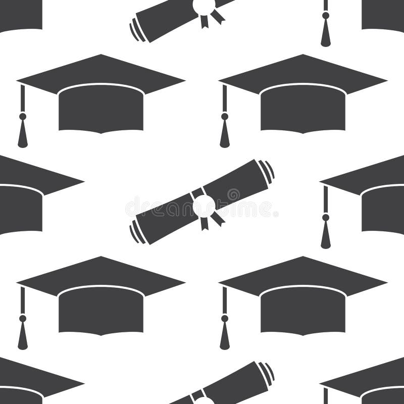 Graduation Cap and Diploma Seamless Pattern Background Stock Vector ...