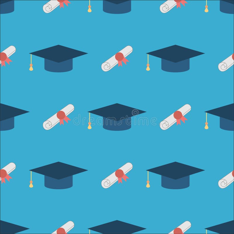 Graduation Cap and Diploma Seamless Pattern Background Stock Vector ...