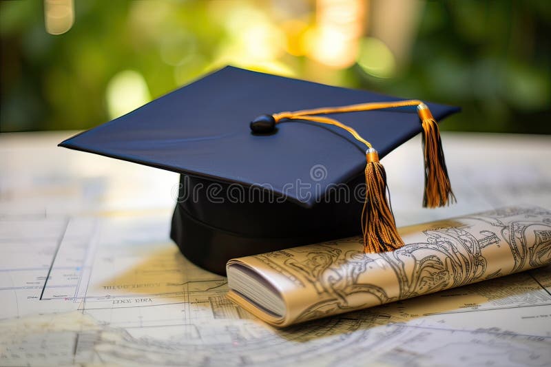 Graduation Cap and Diploma on the Table. Education Concept Stock ...