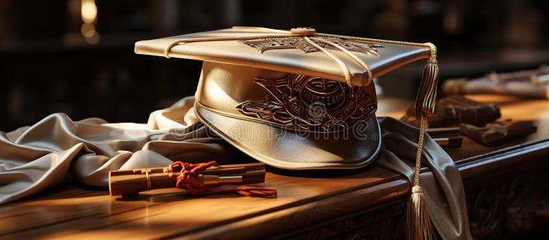Graduation Cap and Diploma on the Table. Education Concept Stock ...