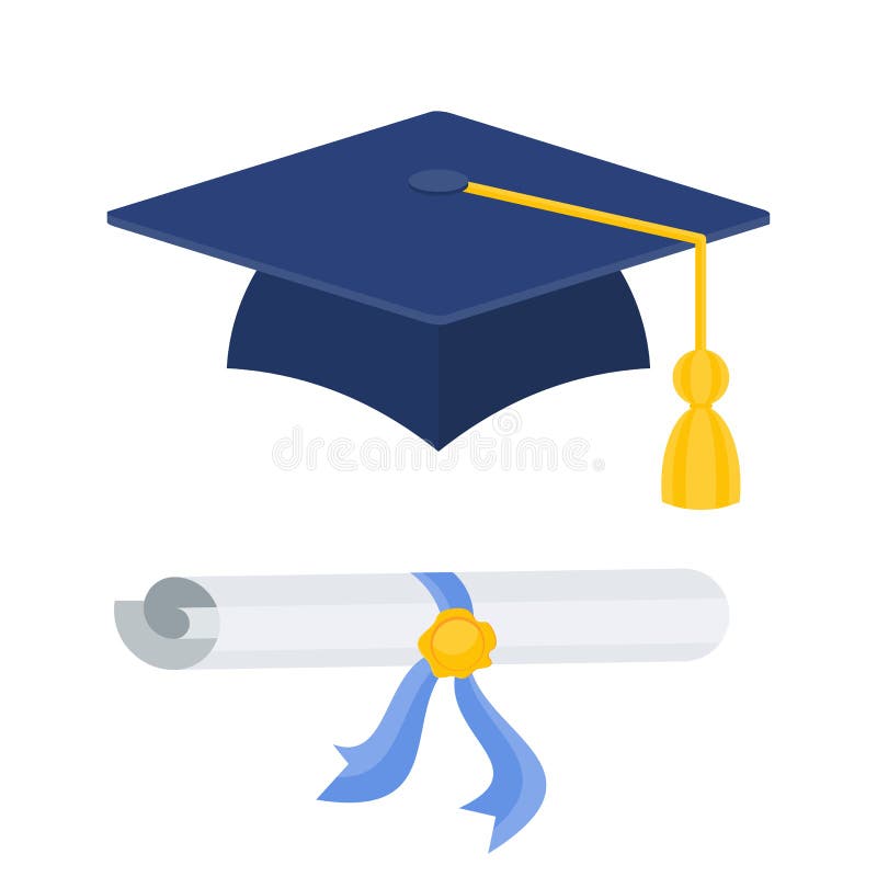 Graduation Cap with Diploma Vector Color Icon. Stock Vector ...