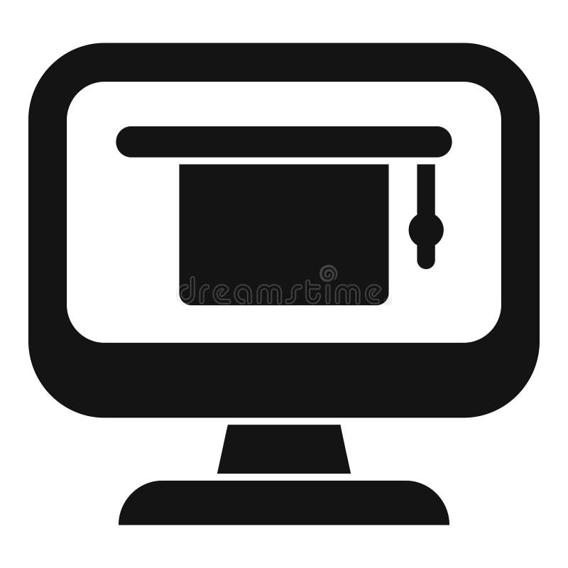 Graduation Cap Displaying on a Computer Monitor Screen Icon Stock ...