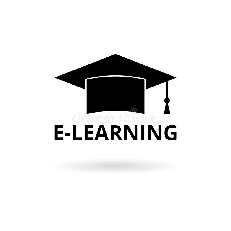 Graduation Cap, E-learning Icon on White Background Stock Vector ...