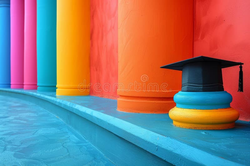 Graduation Cap on Edge of Pool. Generative AI Stock Illustration ...