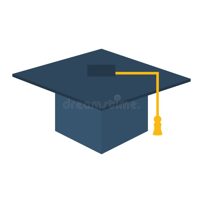 Graduation Cap Symbol in Black and White Stock Vector - Illustration of ...