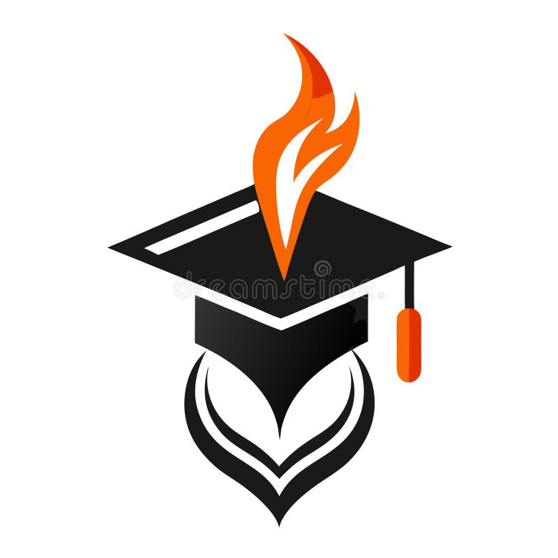 Graduation Cap with Flame Logo: Represents Passion, Knowledge, and ...