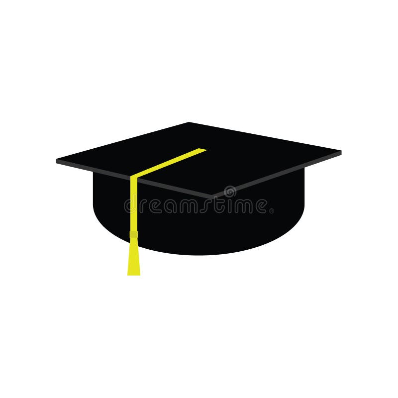 Graduation Cap. Flat Design Stock Illustration - Illustration of white ...