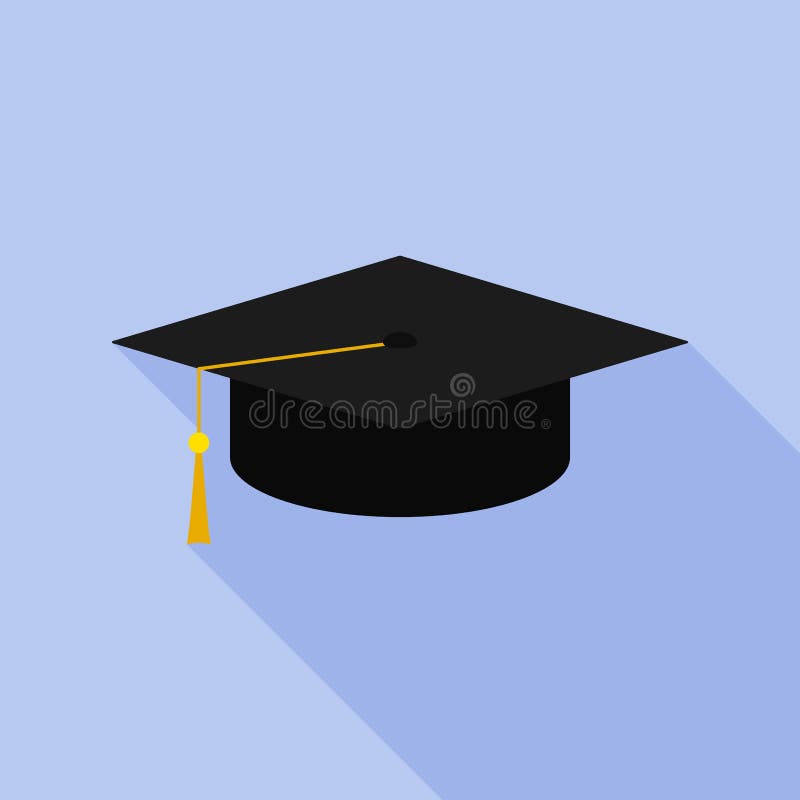 Graduation Cap Flat Icon on White Background, for Any Occasion Stock ...