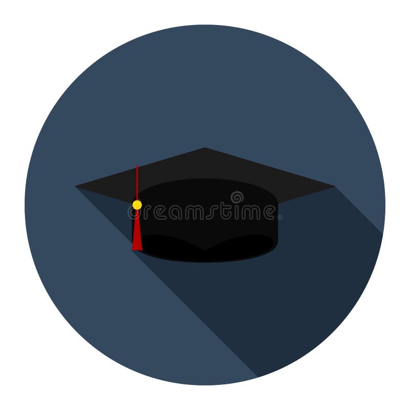 Graduation Cap Flat Icon on Blue Background Stock Vector - Illustration ...