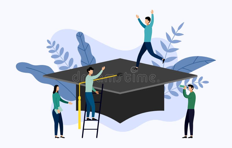 Graduation Cap Flat Style with Human Concepts Stock Vector ...