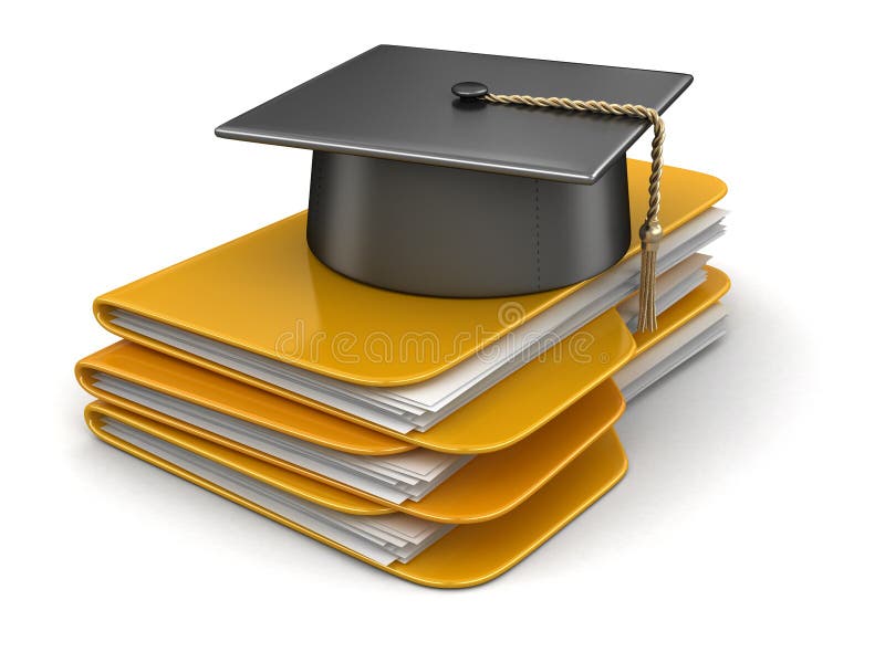 Graduation cap on Folders stock illustration. Illustration of folder ...