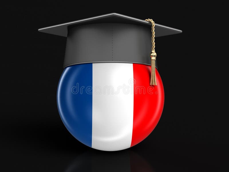 Graduation Cap and French Flag Stock Illustration - Illustration of ...