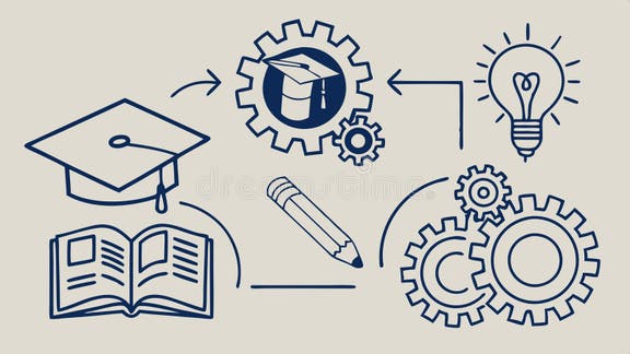 Graduation Cap and Gears, Education and Progress, Learning and ...