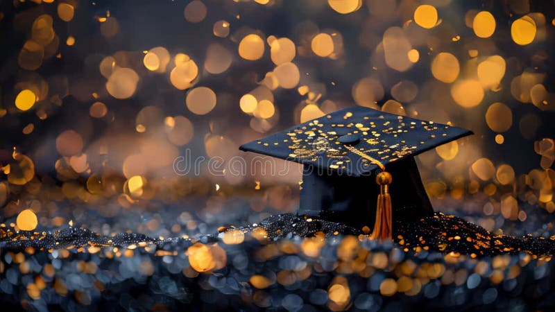 Graduation Cap on Glitter Pile Stock Footage - Video of decoration ...