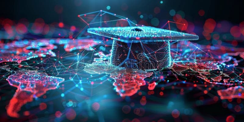 A Graduation Cap on a Global Map, Symbolizing Education in Technology ...